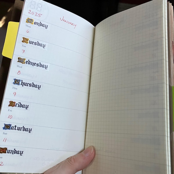 Days of the Week 10mm Medieval Inspired Washi Tape, Planner Washi, Gold ...