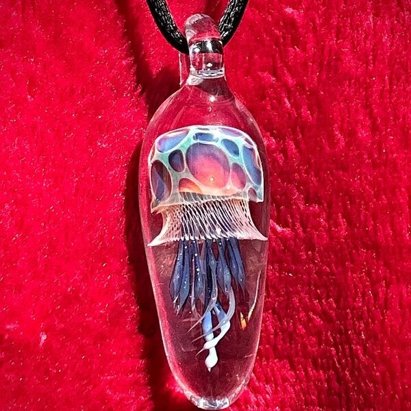 Jellyfish Pendant Rainbow Gold Sparkle Weelainy Lampworked Glass Boro ...