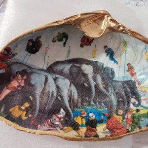 Decoupage Clam Shell Art Mermaid Beach Decor Handmade Ring | Etsy