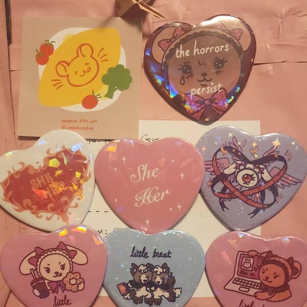 The Amazing Digital Circus Holographic Heart Pins!! Pomni, Caine ...