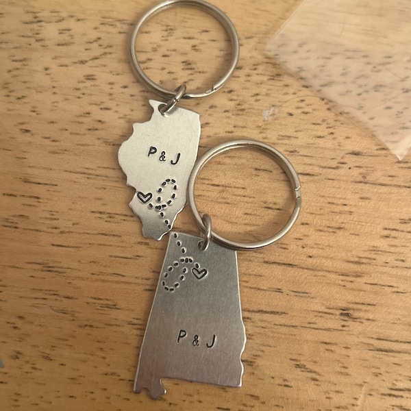 BEST FRIEND KEYCHAIN, Long Distance State Keychains, Best Friend Gift ...