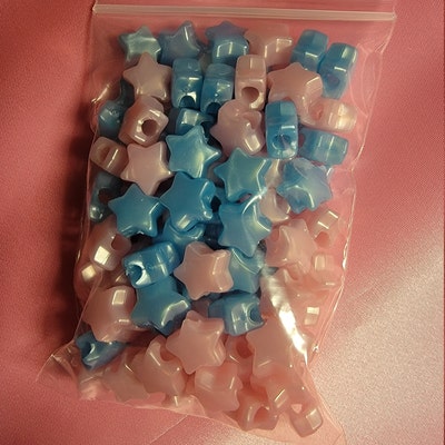 Pastel Stars Cotton Candy Mix, Baby Pink and Blue Star Beads, Kandi ...