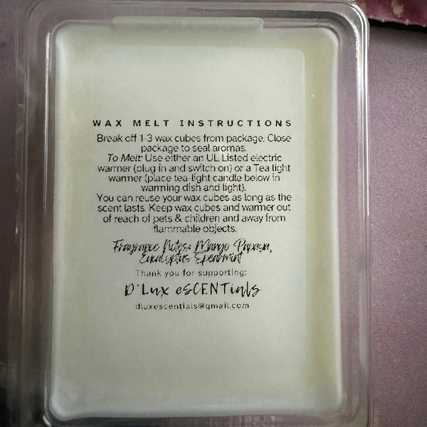 Wax Melt Sampler Warning Label Canva Template, 1oz Clamshell Single ...