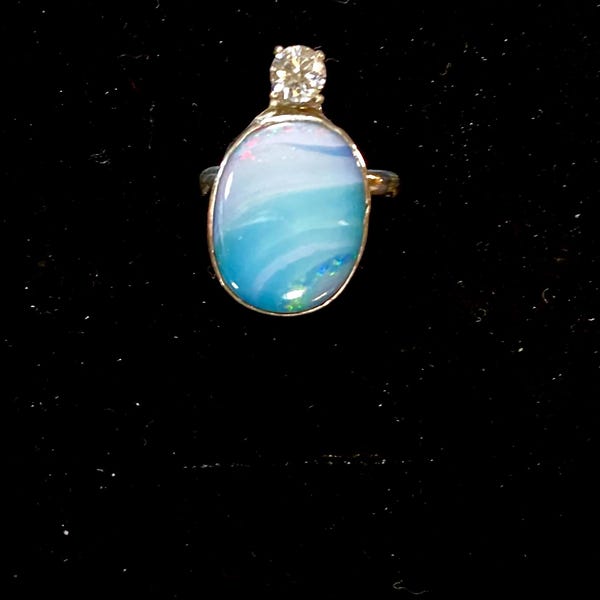 Trillion Australian Opal Doublet, Bright Blue & Green Flash, Top ...