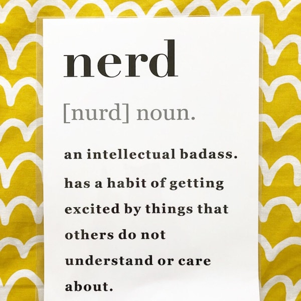 NERD Dictionary Definition Typography Funny Wall Art Print Poster Black ...