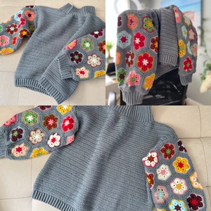 Crochet Pattern, Crochet African Flower Sweater PDF Pattern, Chunky ...