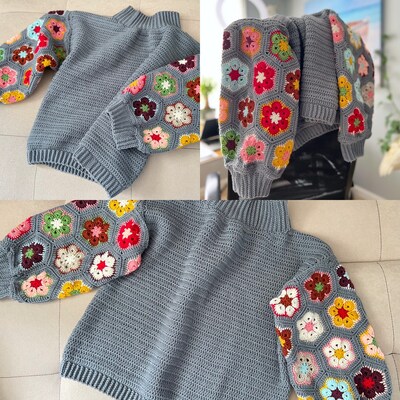 Crochet Pattern, Crochet African Flower Sweater PDF Pattern, Chunky ...