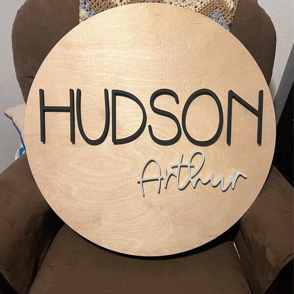 3D Nursery Sign | Nursery Wall Decor | Round Wood Sign | Personalized ...