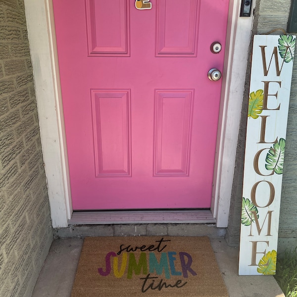 Flamingo Doormat Summer Doormat Summer Porch Decor Flamingo Decor Cute ...