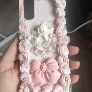 Baby Pink Heart Decoden Phone Case for All Brand, Light Pink Roses ...