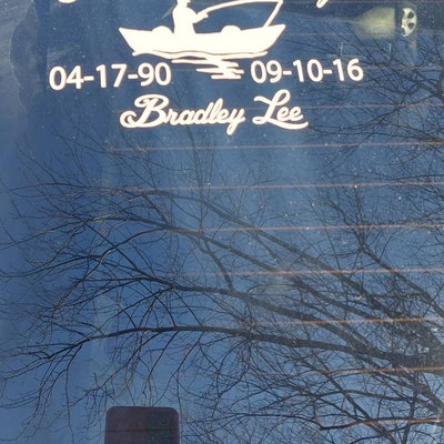 In Loving Memory Fisherman in Boat Vinyl Decal Name Dates Custom ...