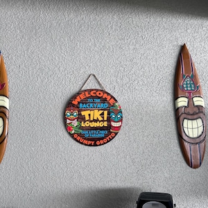 Personalized Tiki Bar Round Wood Sign Tiki Bar Tiki Hut Tiki Lounge ...