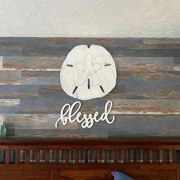 Oversized Sand Dollar Sign Giant Sand Dollar Coastal Style Wooden Sand ...
