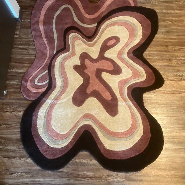 Melting Black & White Irregular Shape Unshape Hand-tufted 100% Wool ...