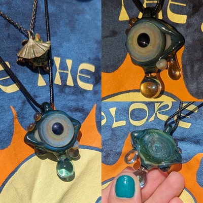 Glass Eye Pendant, Flameworked Boro, Yellow Iris, Blue Casing With ...