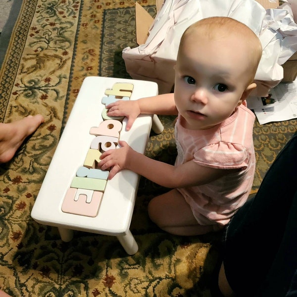 Personalized Puzzle Stool White Finish. - Etsy
