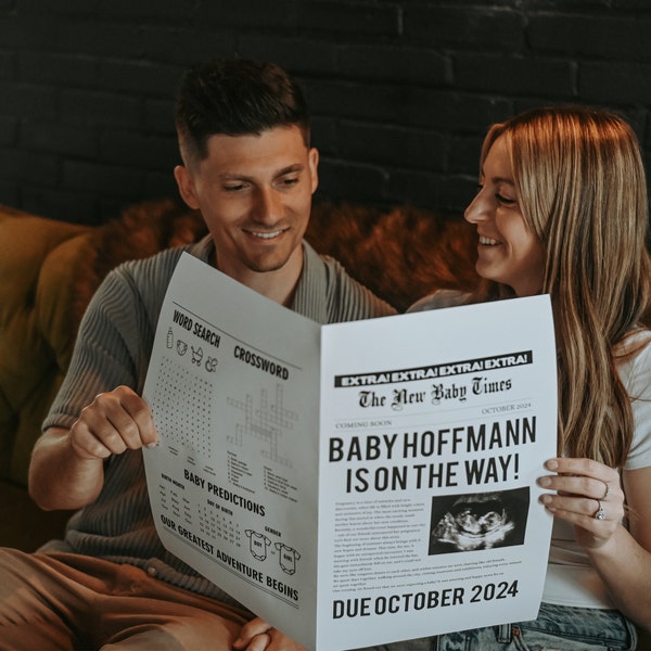 Newspaper Pregnancy Announcement Template: Editable Baby News (digital ...