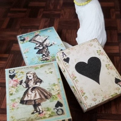 Newdollhouse Three Alice in Wonderland Hard Boxes. 1:12 Miniature Old ...