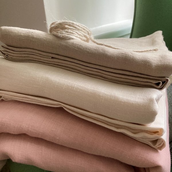 Bright White Linen Fabric by the Metre, OEKO Tex Certified Washed and ...