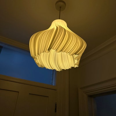 Modern Wavy Opaque Glass-like Pendant Lampshade Sleek Soft-glow Elegant ...