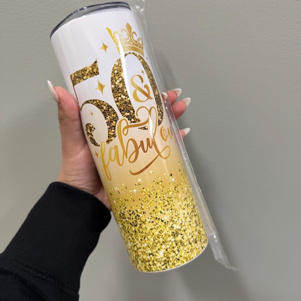 50 and Fabulous Birthday Tumbler Personalized 50th Birthday Cup Gifts ...