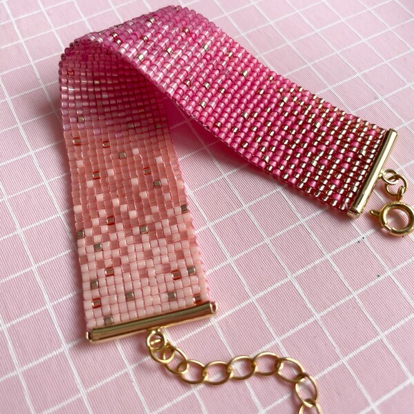 Loom Bracelet Pattern, Narrow Violet Gold Miyuki Delica Bracelet ...