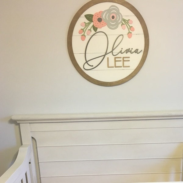 Custom Round Baby Name Sign - Etsy