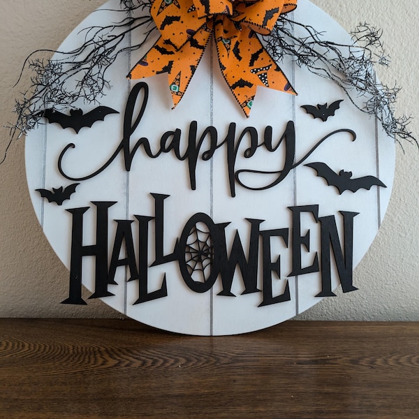 Happy Halloween Door Sign. Halloween Bats. Halloween Fall Decor. - Etsy