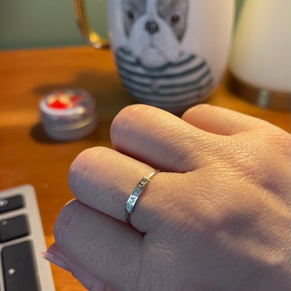 Tiny Nameplate Ring ~ 14K Solid WHITE Gold • 14k White Gold Name Ring ...