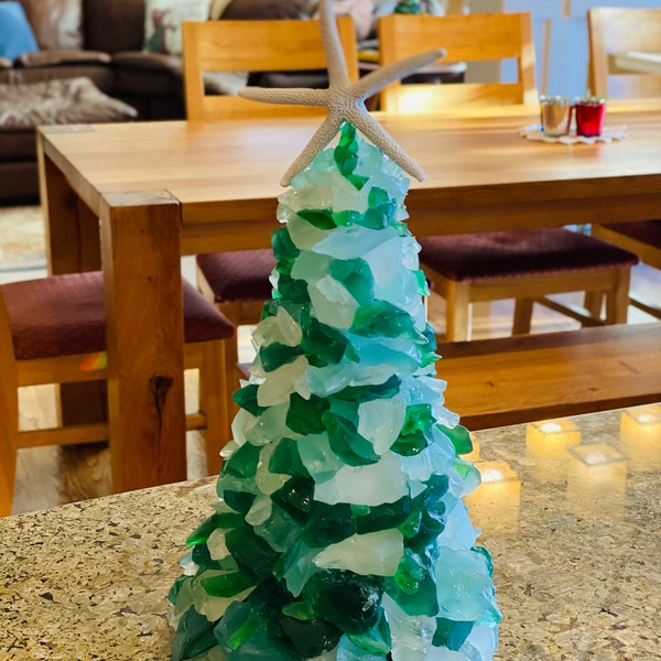Sea Glass Christmas Tree (12.5 Inch) – Coastal Decor With Starfish - Etsy