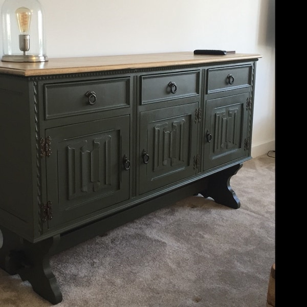 Vintage Half Moon Table, Demi Lune Table, Hall Table, Green, Hand ...
