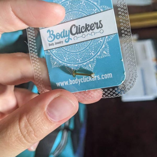 Implant Titanium Push in Threadless Nose Set ,L Bend Nose Stud ...