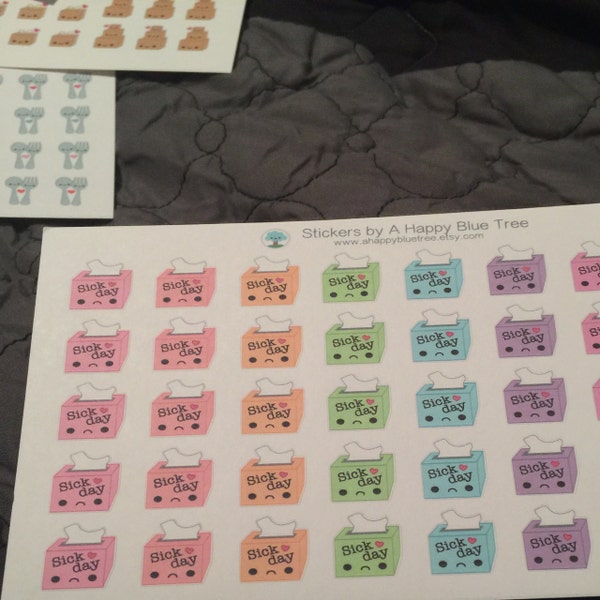 Sad Sick Day Tissue Box Reminder Tracker Kawaii Planner Stickers Erin ...