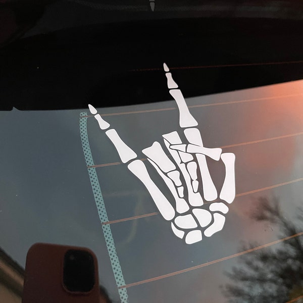 Rock on Skeleton Hand Vinyl Decal Sticker | Devil Horn Hand Sign, Metal ...