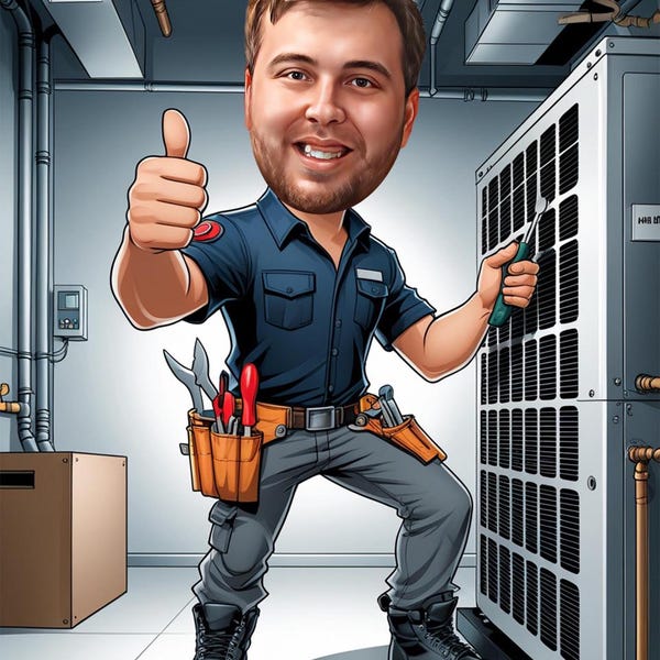 Cartoon HVAC Technician Portrait From Photo, HVAC Tech Gift - Etsy