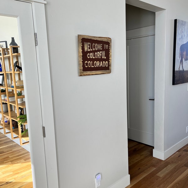 Welcome to Colorful Colorado Wood Sign, Colorado Road Sign, Wall Decor ...
