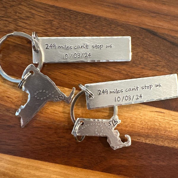 Long Distance Keychain Anniversary Gift for Boyfriend Coordinate ...