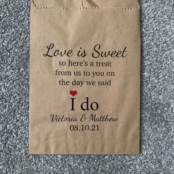 Personalised Wedding Sweet Bags WE SAID I DO Love Candy Cart Wedding ...