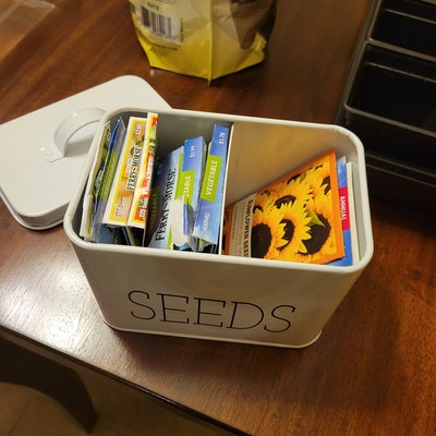 SEEDS TIN BOX Farmhouse Kitchen Décor Gardening Organization - Etsy
