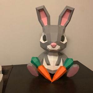 Bunny Papercraft 3D DIY Low Poly Paper Crafts Easter Rabbit Decor Model ...