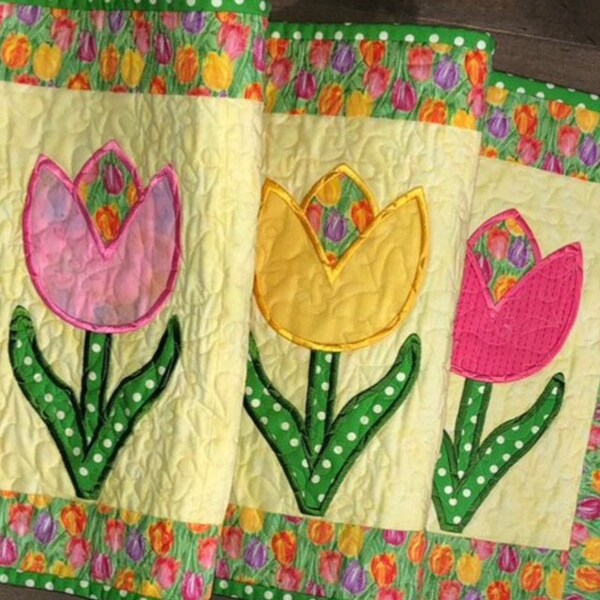 Tulip Flower Machine Embroidery Applique Design 4 Sizes, Flower ...