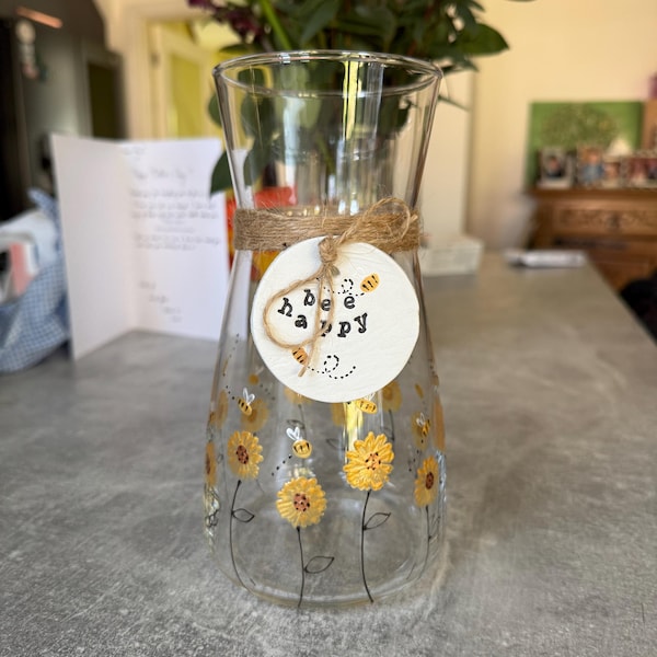 Daisy and Bee Gin Glass Hand Painted and Designed by Luci Lu Designs ...