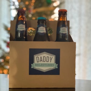 Daddy's First Milestone Beer Labels New Dad Gift 6 Beer Bottle Labels ...