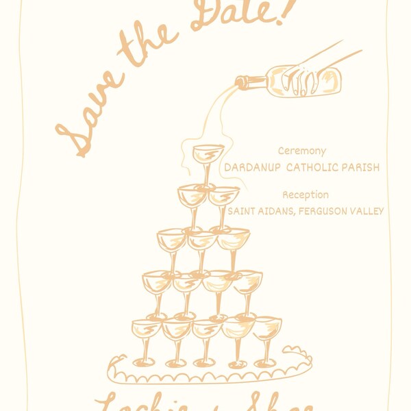 Illustrated Wedding Invitation Template Old Money Scribble ...