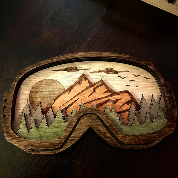 3D Layered Wood Art, Ski/snowboard Goggles - Etsy