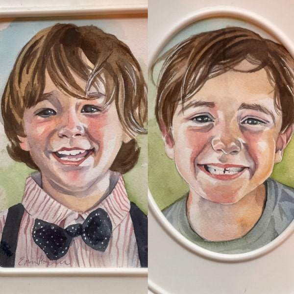 Custom Watercolor Child Portrait, Hand Painted From Photo | Kid ...