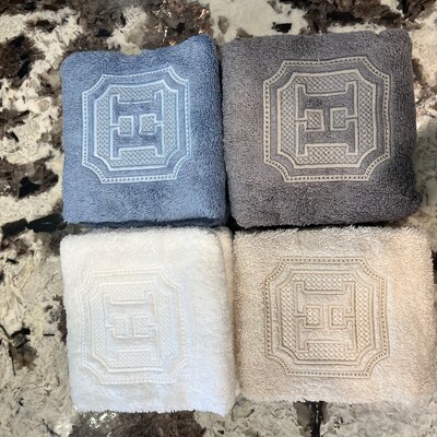 Embossed Monogrammed Hand Towel, Square Monogrammed Towel - Etsy