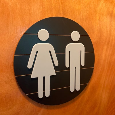 3D Restroom Shiplap Sign, Mini Bathroom Signs, Farmhouse Bathroom Decor ...