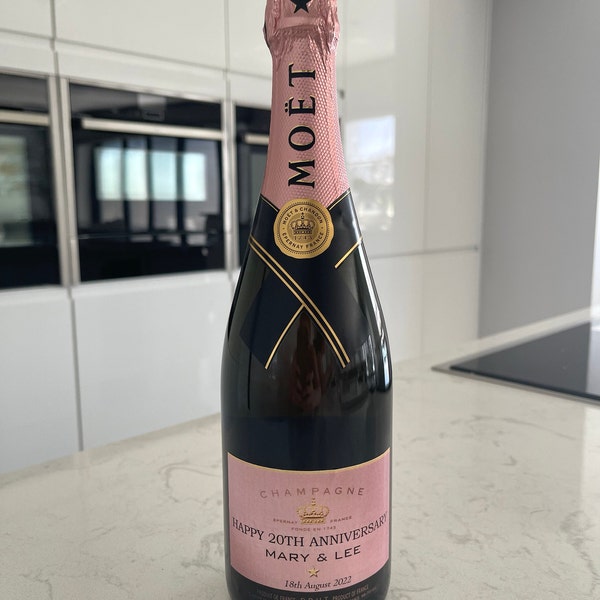 Personalised Moet and Chandon Imperial Rose Gold Bottle Label Happy ...