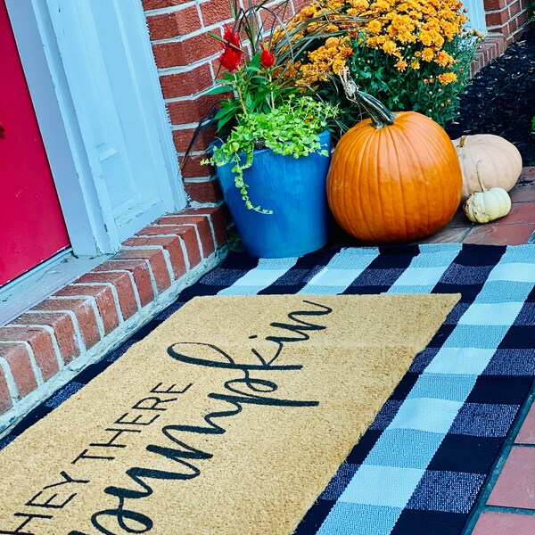 Hey There Pumpkin Doormat - Hello Pumpkin, Hi Pumpkin Door Mat, Funny ...